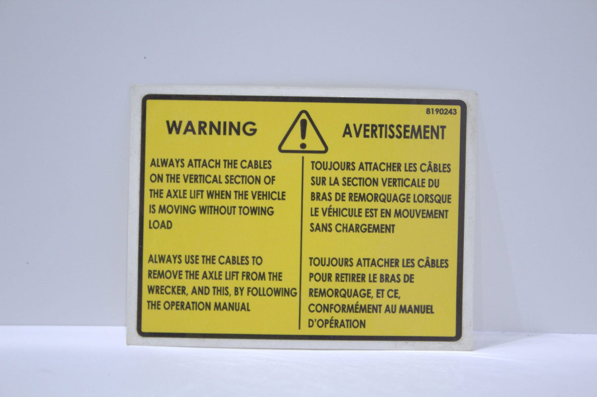 Axle Lift Warning Label Sticker – Battelini Wrecker Sales